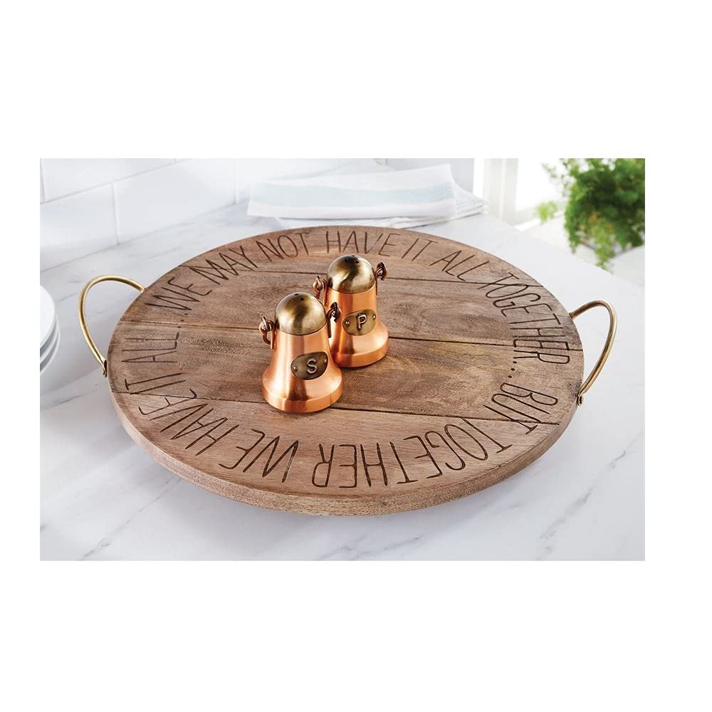 Mud Pie Together Sentiment Lazy Susan, 19' Dia, 19", Brown