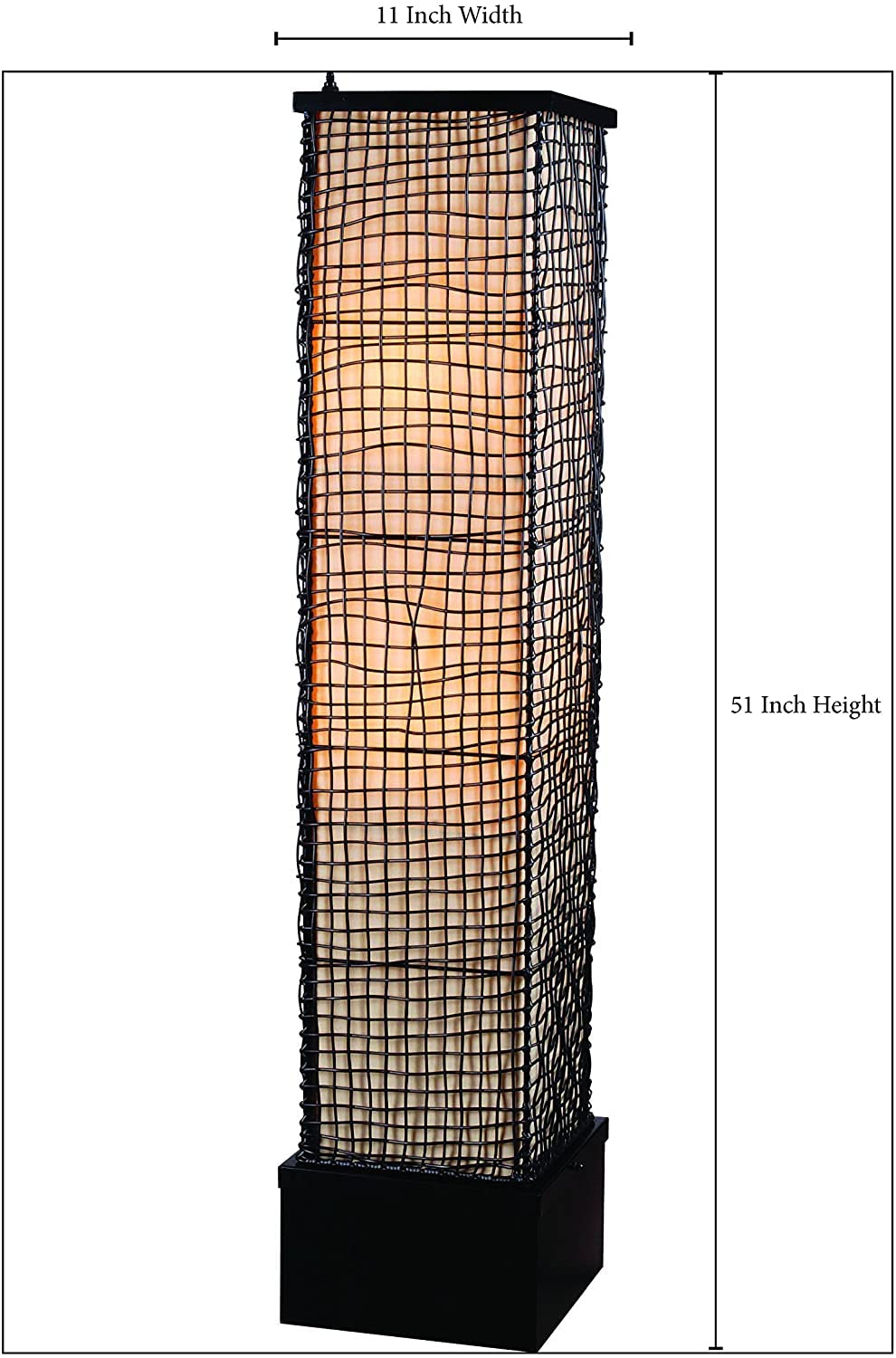 Kenroy Home 32250BRZ Trellis Outdoor Floor Lamp with Black Finish, Casual Style, 51" Height, 11" Width, 11" Depth