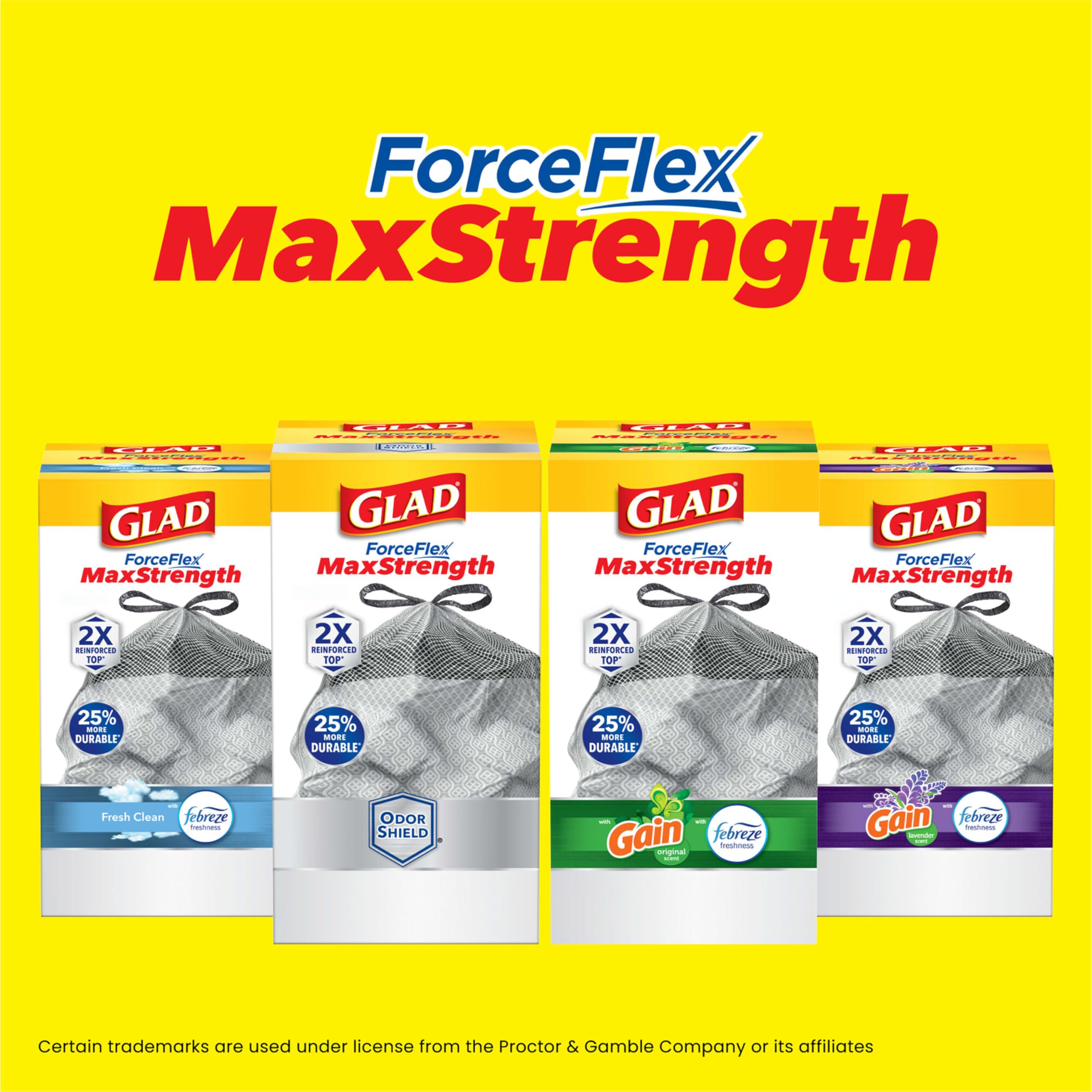 GLAD ForceFlexPlus XL X-Large Kitchen Drawstring Trash Bags, 20 Gallon Grey Trash Bag for Large Kitchen Trash Can, Fresh Clean with Febreze Freshness and Leak Protection, 80 Count (Package May Vary)