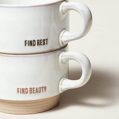 Hearth & Hand with Magnolia Find Beauty & Find Rest 10oz Stackable Stoneware Mug Set