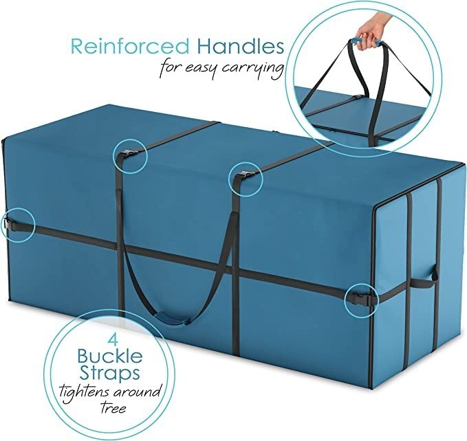 Hearth & Harbor Christmas Tree Storage Bag 9' β Waterproof Christmas Tree Storage Box Made of 600d Oxford Material β Christmas Tree Bag With Handles & Special Wide Opening, Blue