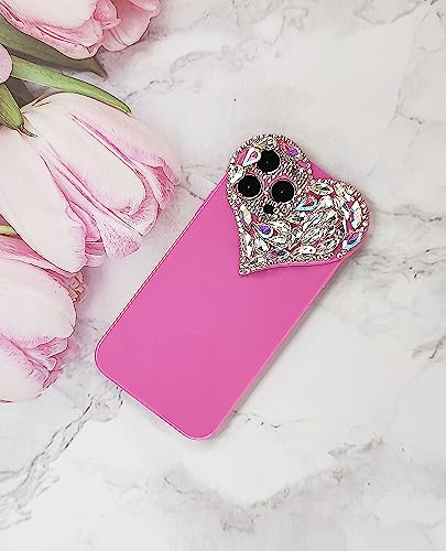 IAIYOXI Cute 3D Glitter Case for iPhone 14 Pro Max, Sparkling Aesthetic Heart Gems Bling Case, Pretty Shine Colorful Diamond Soft TPU Bumper Case for Women Girl-iPhone 14 Pro Max, White