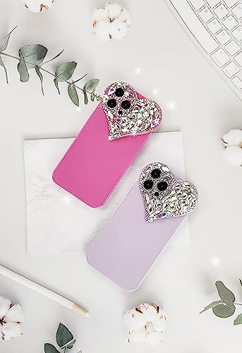 IAIYOXI Cute 3D Glitter Case for iPhone 14 Pro Max, Sparkling Aesthetic Heart Gems Bling Case, Pretty Shine Colorful Diamond Soft TPU Bumper Case for Women Girl-iPhone 14 Pro Max, White