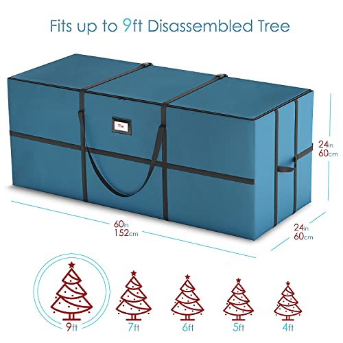 Hearth & Harbor Christmas Tree Storage Bag 9' β Waterproof Christmas Tree Storage Box Made of 600d Oxford Material β Christmas Tree Bag With Handles & Special Wide Opening, Blue