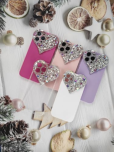 IAIYOXI Cute 3D Glitter Case for iPhone 14 Pro Max, Sparkling Aesthetic Heart Gems Bling Case, Pretty Shine Colorful Diamond Soft TPU Bumper Case for Women Girl-iPhone 14 Pro Max, White