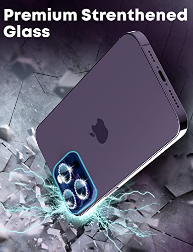 Freefa for iPhone 14 Pro/iPhone 14 Pro Max Camera Lens Protector, Bling Diamond Case for iPhone 14 Pro Camera Lens Protector, for iPhone 14 Pro Lens Protector, HD-High Definition Glass, Case Friendly