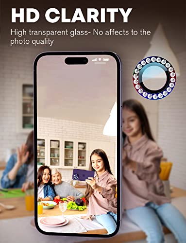 Freefa for iPhone 14 Pro/iPhone 14 Pro Max Camera Lens Protector, Bling Diamond Case for iPhone 14 Pro Camera Lens Protector, for iPhone 14 Pro Lens Protector, HD-High Definition Glass, Case Friendly