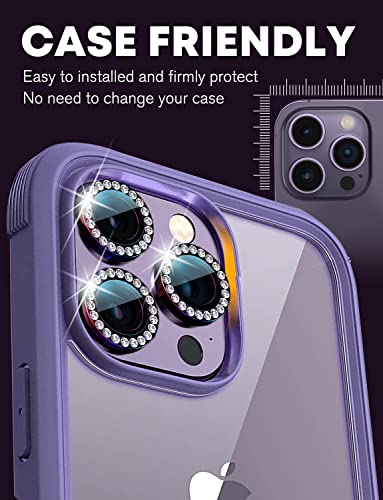 Freefa for iPhone 14 Pro/iPhone 14 Pro Max Camera Lens Protector, Bling Diamond Case for iPhone 14 Pro Camera Lens Protector, for iPhone 14 Pro Lens Protector, HD-High Definition Glass, Case Friendly