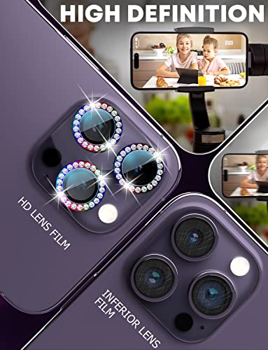 Freefa for iPhone 14 Pro/iPhone 14 Pro Max Camera Lens Protector, Bling Diamond Case for iPhone 14 Pro Camera Lens Protector, for iPhone 14 Pro Lens Protector, HD-High Definition Glass, Case Friendly