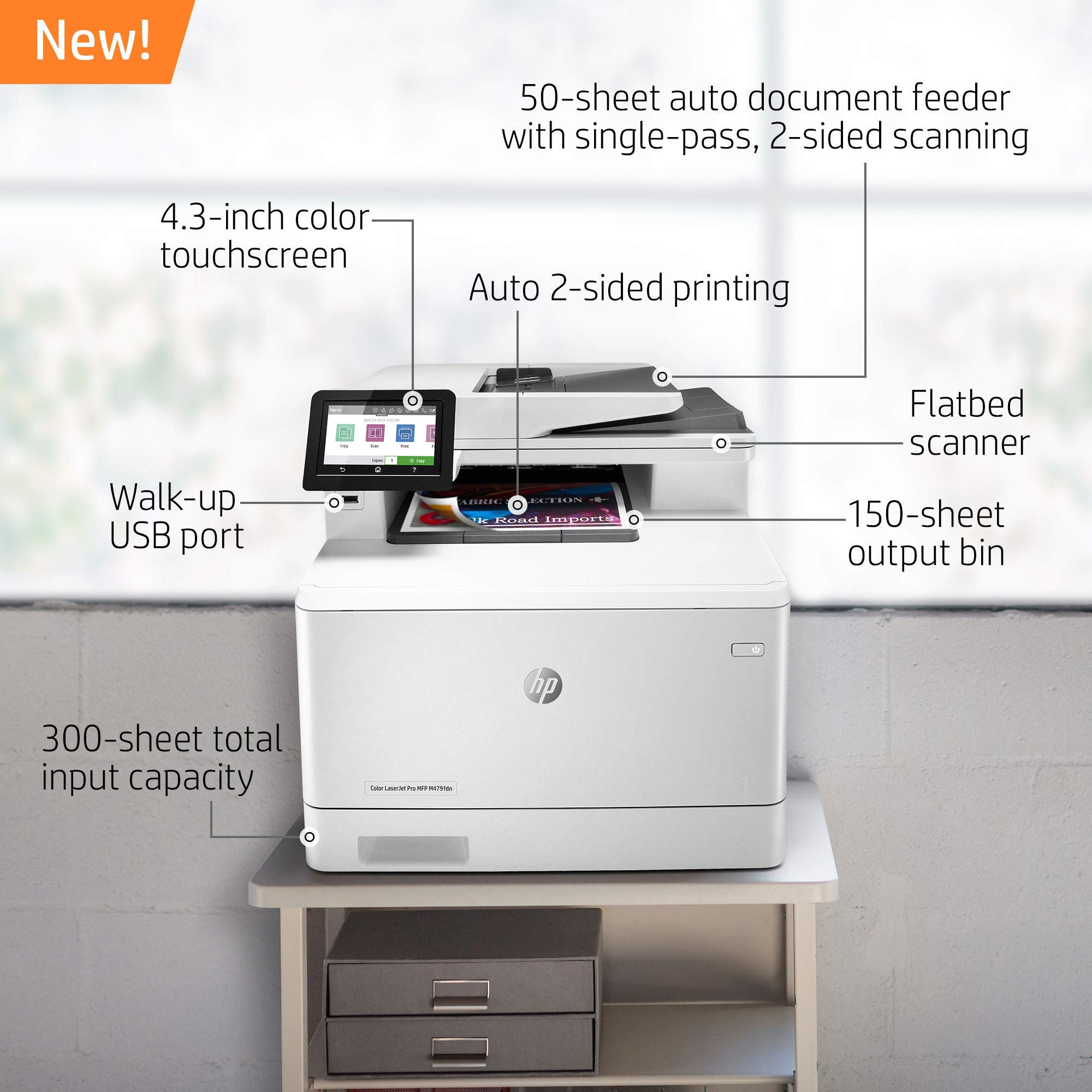 HP Color Laserjet Pro Multifunction M479fdn Laser Printer with One-Year, Next-Business Day, Onsite Warranty (W1A79A) White (Renewed)