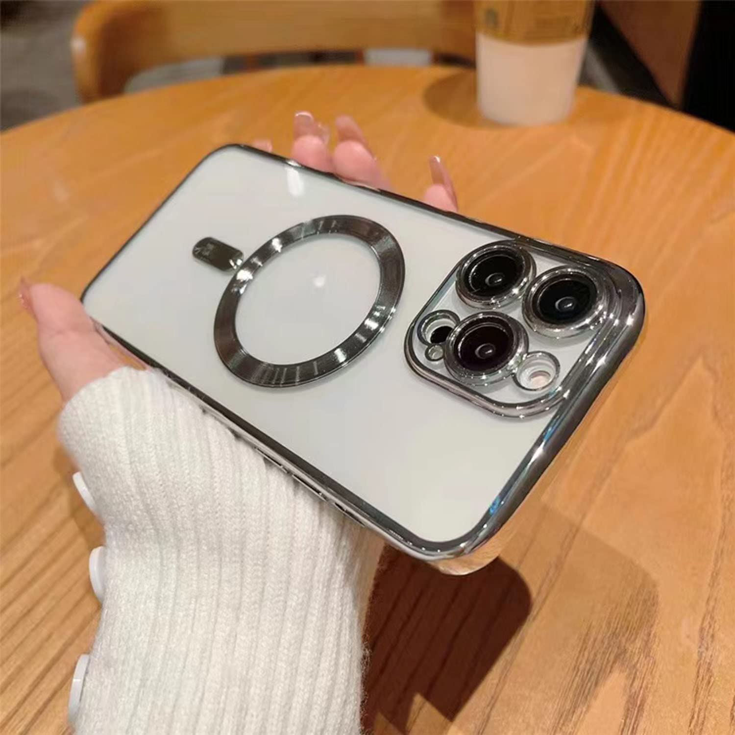 Misscase Compatible with iPhone 14 Pro Max Case with Camera Lens Protector,Full Protection Clear Magnetic Case Compatible with MagSafe Anti-Scratch Case Cover for iPhone 14 Pro Max Silver