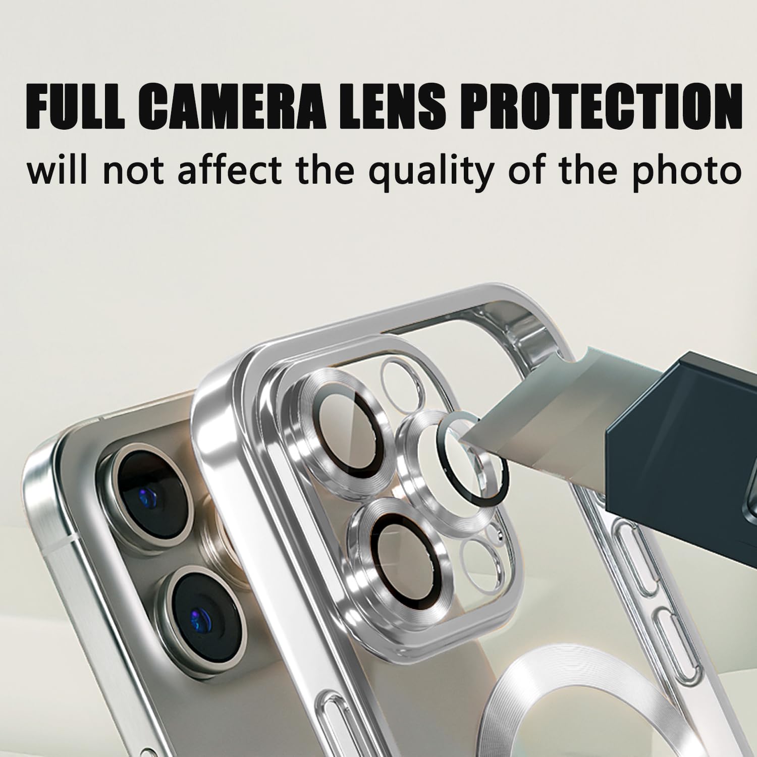 Misscase Compatible with iPhone 14 Pro Max Case with Camera Lens Protector,Full Protection Clear Magnetic Case Compatible with MagSafe Anti-Scratch Case Cover for iPhone 14 Pro Max Silver
