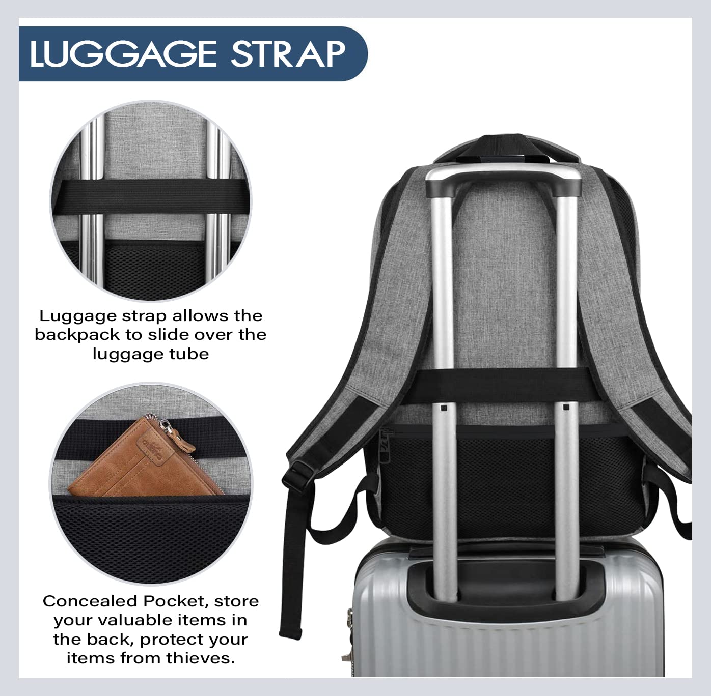 INNOSCENT Mini Smell Proof Backpack With Lock For Men/Women USB & Headphone Port (Light Grey)