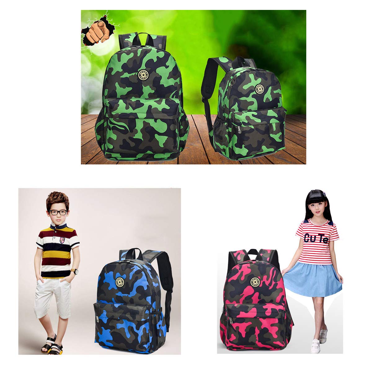 EKUIZAI Camo Backpack Preschool Kids BookBag Elementary Daypack Kindergarten Daily Bag SchoolBag Knapsack for Boys
