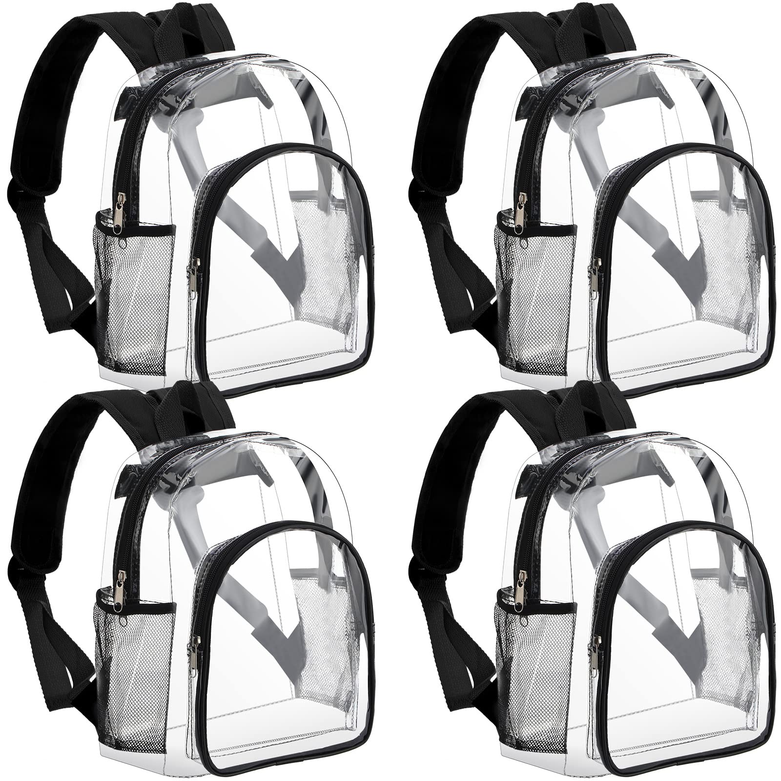 4 Pieces Cute Clear Backpacks for over 8 Year Old Kindergarten Children PVC Transparent Bookbag See Through Plastic Bookbag for Toddler School Backpack