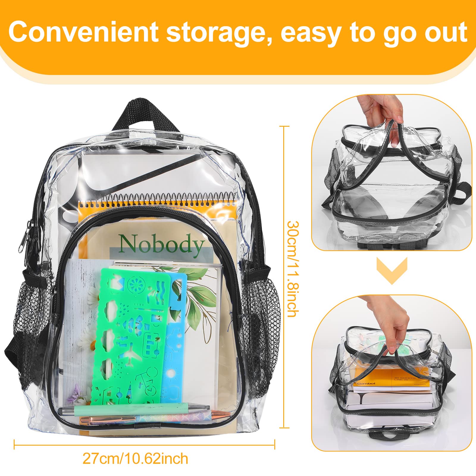 4 Pieces Cute Clear Backpacks for over 8 Year Old Kindergarten Children PVC Transparent Bookbag See Through Plastic Bookbag for Toddler School Backpack