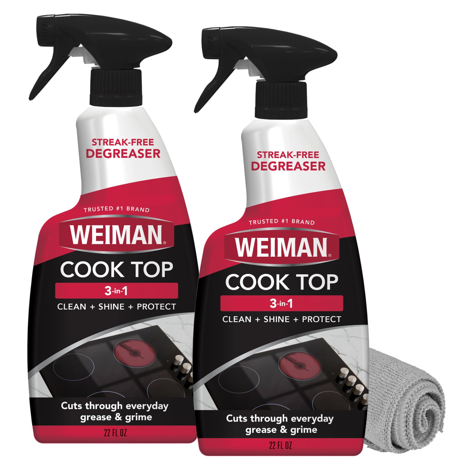 Weiman Cooktop Cleaner for Daily Use (2 Pack) Streak Free, Residue Free, Non-Abrasive Formula - 22 Ounce