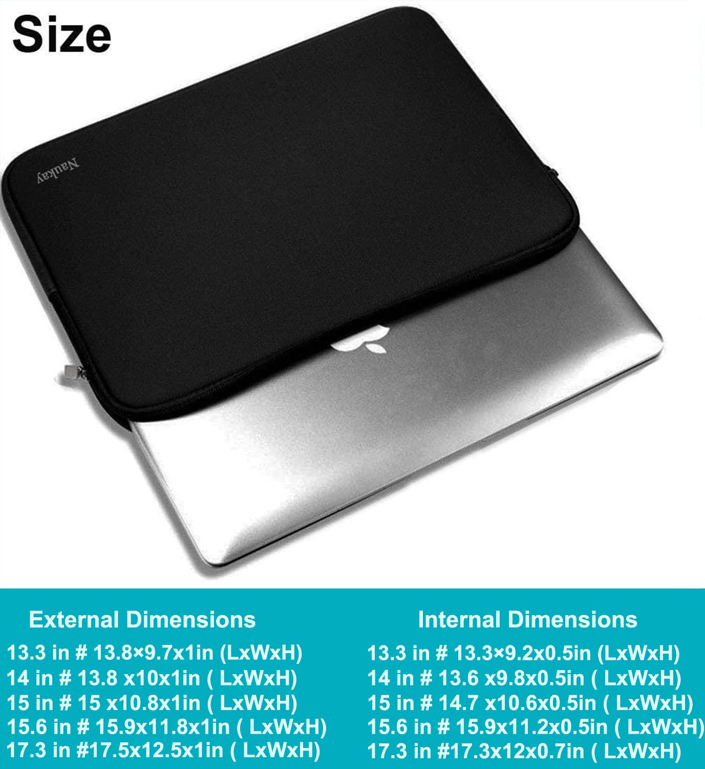 Naukay Laptop Sleeve Case 15.6 Inch,Resistant Neoprene Laptop Sleeve/Notebook Computer Pocket Case/Tablet Briefcase Carrying Bag Compatible Asus/Dell/Fujitsu/HP/Sony/Toshiba/Acer/Fujitsu- (Black)