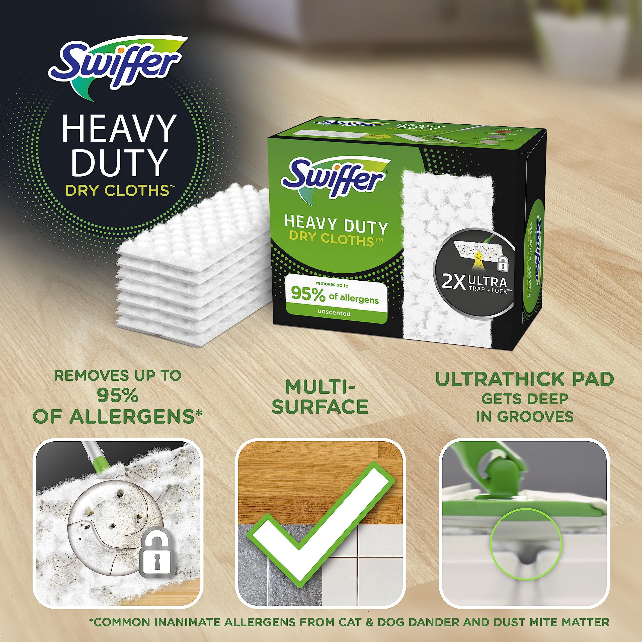 Swiffer Sweeper Heavy Duty Mop Pad Refills for Floor Mopping and Cleaning, All Purpose Multi Surface Floor Cleaning Product, 20 Count, 2 Pack