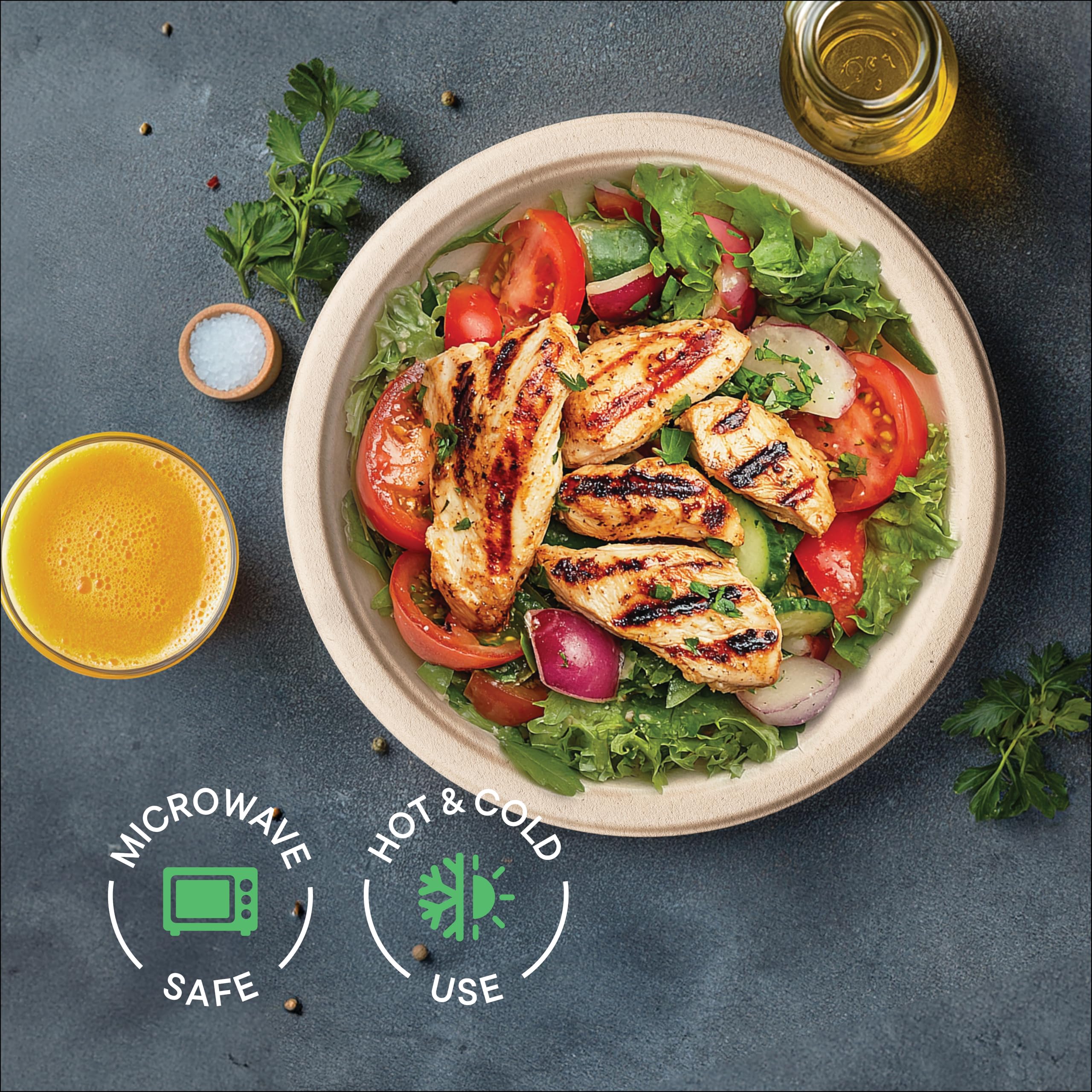100% Compostable 9 Inch Paper Plates [125-Pack] Heavy-Dut, Natural Disposable Bagasse Plate, Eco-Friendly Made of Sugarcane Fibers - Natural Unbleached Brown 9" Biodegradable Plate by Stack Man