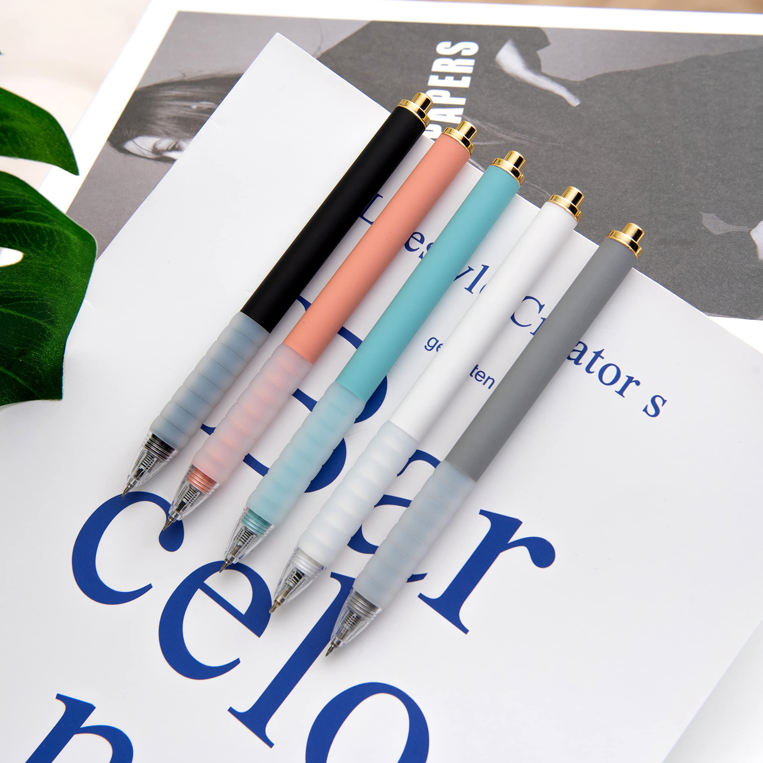 Linbsunne Black Ballpoint Pens Medium Point 1mm Work Pen with Super Soft Grip Ball Point Pen for Men Women Retractable Office Pens (6-count pen + 3 refills)
