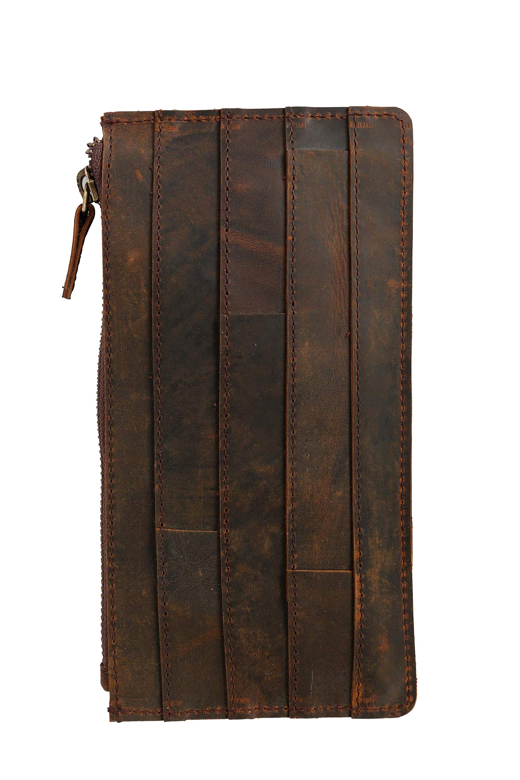 JYOS Leather Pen Pencil Case Small Purse Pouch Men Women Bag in Bag (Vintage Brown)