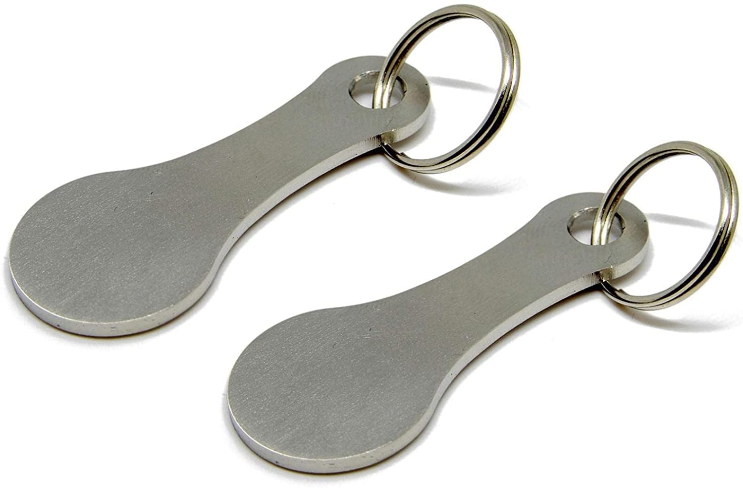 Fusiontec Mini Aluminum Alloy Key Ring Shopping Trolley Tokens - Small Aldi Quarter Holder Keychain for Grocery Shopping Cart, 2 Pcs Silvery