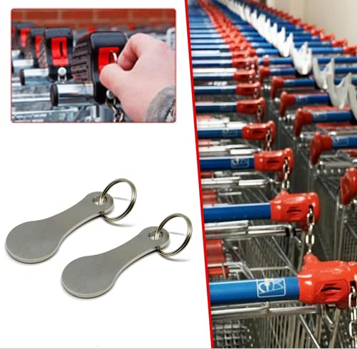 Fusiontec Mini Aluminum Alloy Key Ring Shopping Trolley Tokens - Small Aldi Quarter Holder Keychain for Grocery Shopping Cart, 2 Pcs Silvery