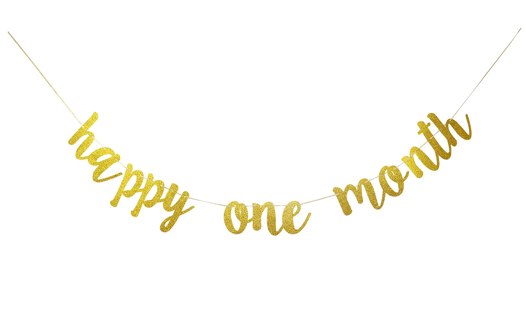 Starsgarden Glittery Gold Happy One Month Banner, Baby Boys/Girls' 1 Months/Half Year Birthday, Baby Shower Party Gold Gliter Paper Sign