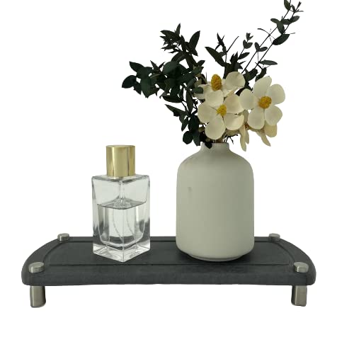 Dunya Home Bathroom Sink Caddy Fast Drying Stone Drying Rack Accessory Organizer Diatomaceous Earth Drying Rack Sponge Bottle Soap Countertop Organizer Dark Gray