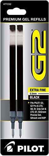 Pilot G2 Gel Ink Refill for Rolling Ball Pens, Extra Fine Point, Black Ink (PIL77232-6PACKS)