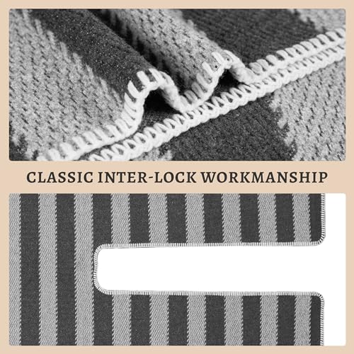 PuTian Merino Wool Shawl and Wrap Scarf for Women - Thick Warm Washable Wearable Blanket Heavyweight Pashmina Poncho Cape for Fall Winter Cold Weather, Stripe Gray