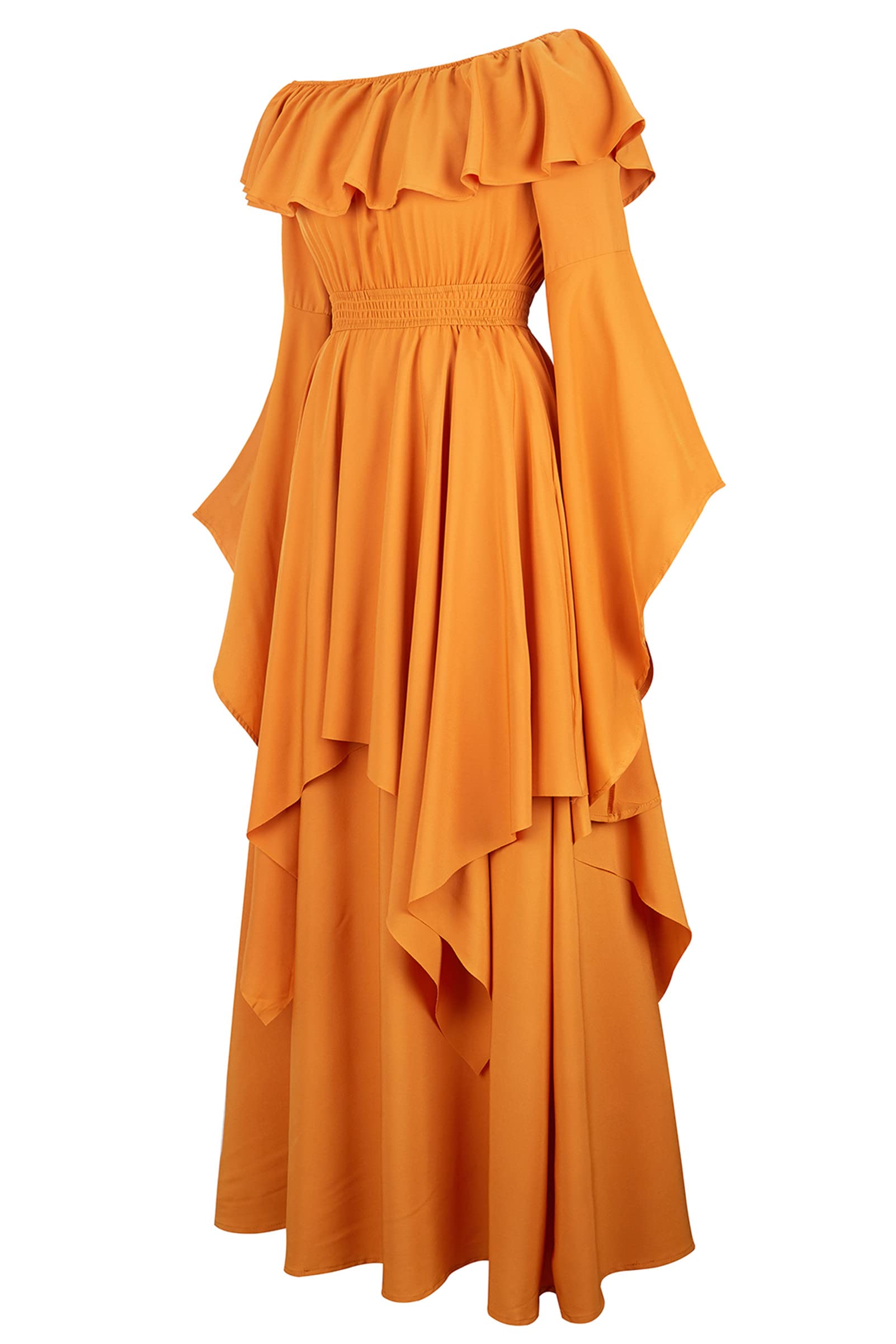 Parlsdy Renaissance Dress Women Pirate Peasant Dress Medieval Costume for Women Turmeric-L
