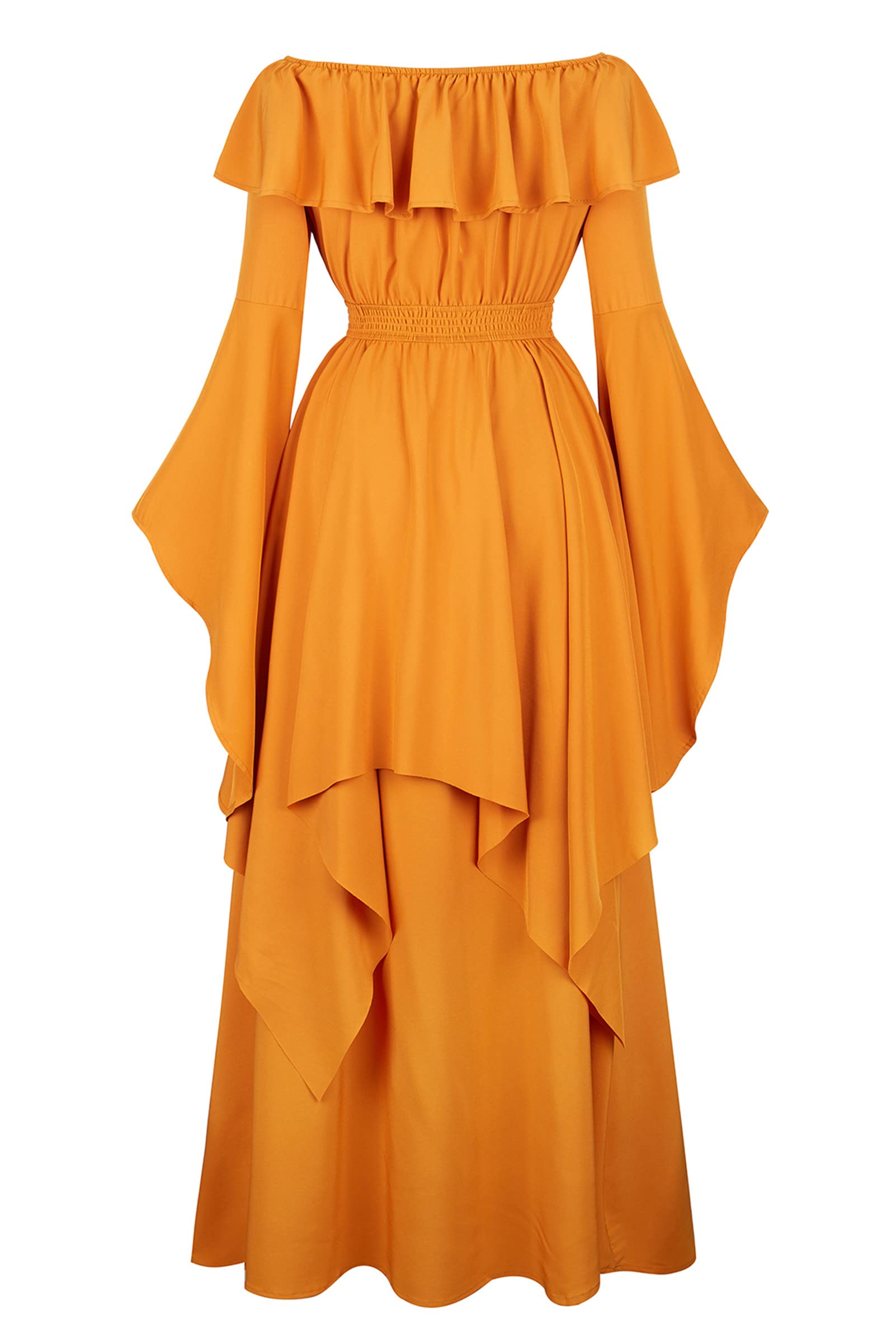 Parlsdy Renaissance Dress Women Pirate Peasant Dress Medieval Costume for Women Turmeric-L