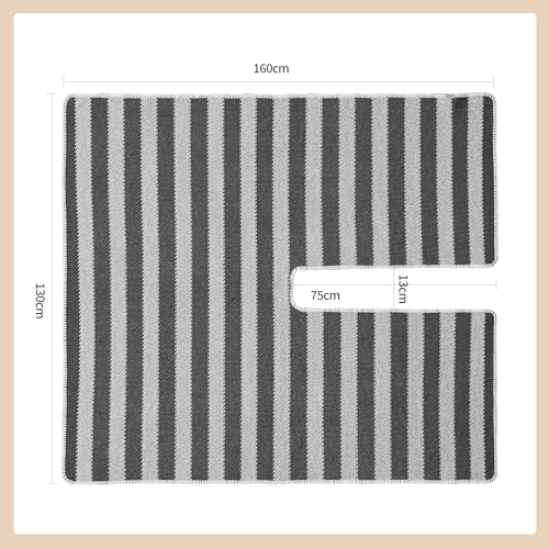 PuTian Merino Wool Shawl and Wrap Scarf for Women - Thick Warm Washable Wearable Blanket Heavyweight Pashmina Poncho Cape for Fall Winter Cold Weather, Stripe Gray
