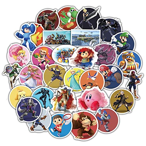 Super Smash Bros Laptop Stickers for Kids Teens Cute Cartoon Game Water Bottles Computer Luggage Phone Bike Waterproof Decals 50pcs