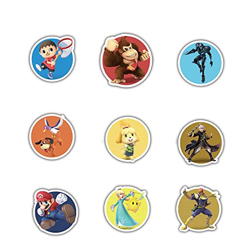 Super Smash Bros Laptop Stickers for Kids Teens Cute Cartoon Game Water Bottles Computer Luggage Phone Bike Waterproof Decals 50pcs