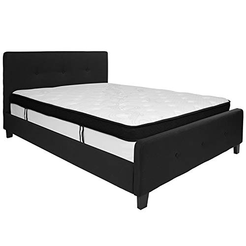 Flash Furniture Tribeca with Memory Foam Pocket Spring Mattress, Queen, Black Fabric