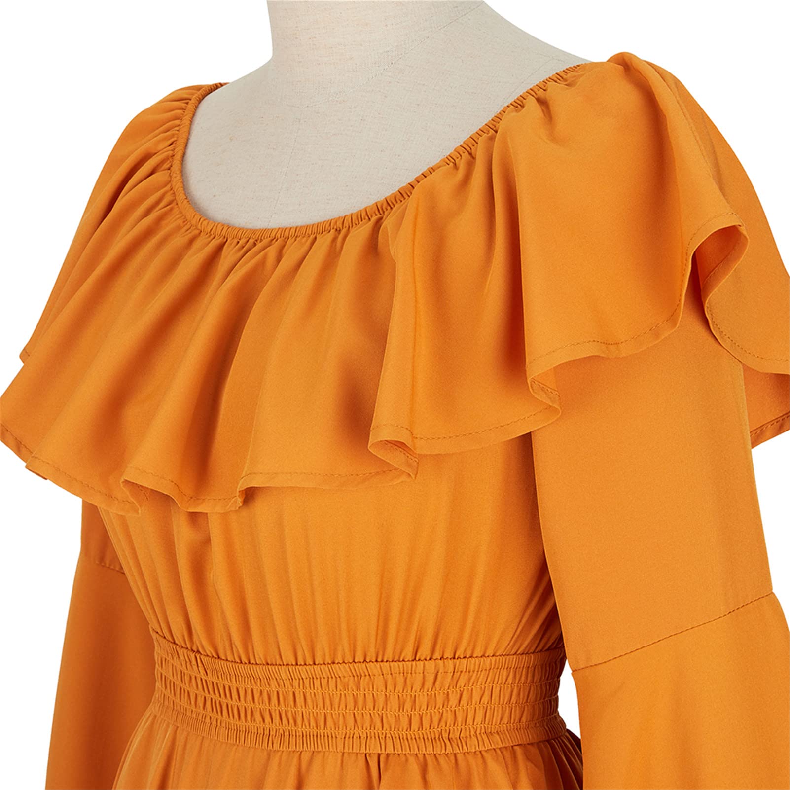 Parlsdy Renaissance Dress Women Pirate Peasant Dress Medieval Costume for Women Turmeric-L