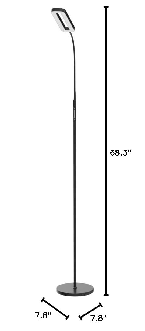 SOARZ Floor Lamp with 4 Color Temperatures and Stepless Dimmer, Adjustable Goose Neck Standing Lamp with Touch Control and Remote Control LED Floor Lamp for Living Room, Bedroom and Office, Black
