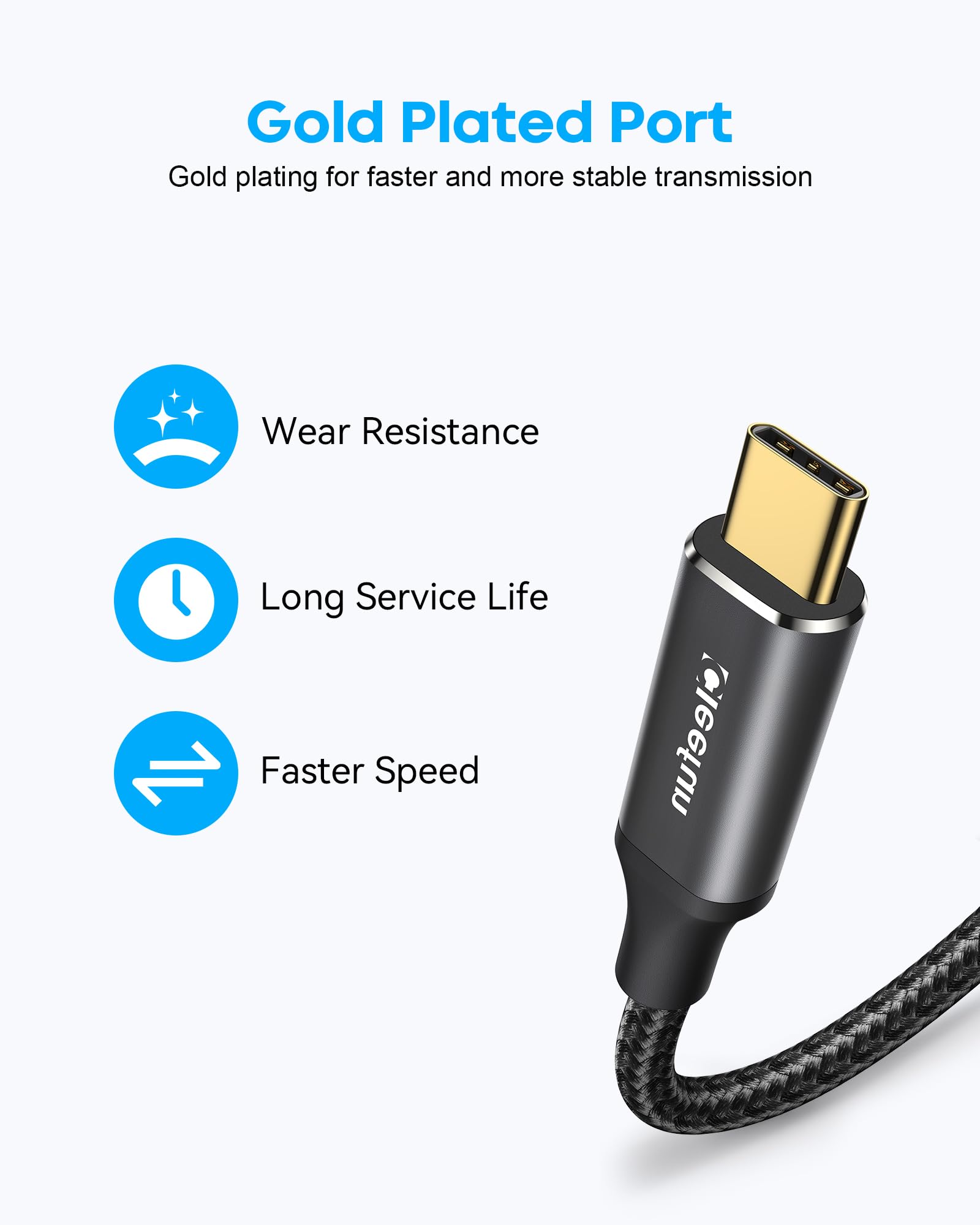 CLEEFUN 10ft USB C Extension Cable, 3.2 Male to Female, 5Gbps Data & 4K Video Sync, 100W Fast Charging for USBC Hub, Laptop, Tablet, Phone
