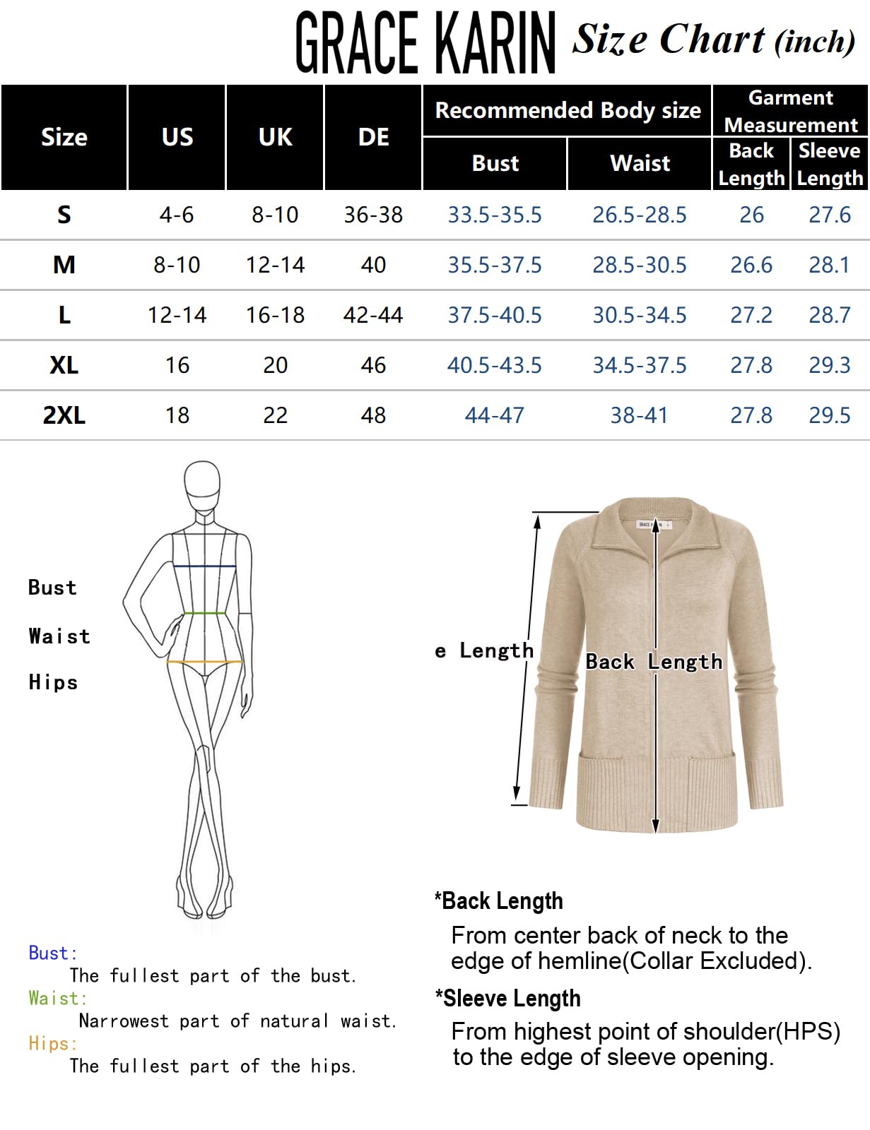 GRACE KARIN Zip Up Cardigan Sweaters for Women Stand Collar Long Sleeve Chunky Knit Full Zip Sweaters Jackets for Women Office Wear L Apricot