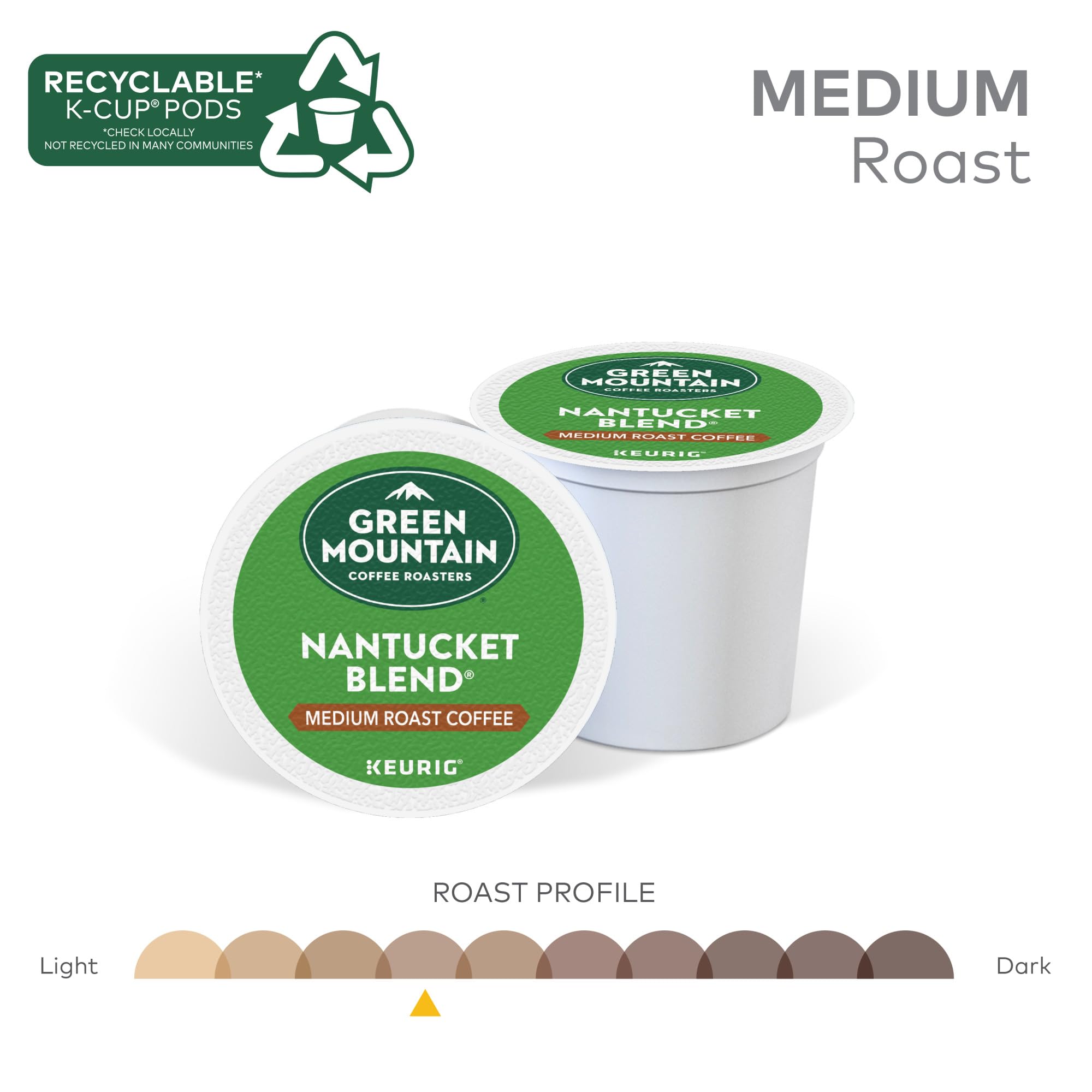Green Mountain Coffee Roasters Nantucket Blend, Single-Serve Keurig K-Cup Pods, Medium Roast Coffee, 24 Count (Pack of 4), Total 96 Count