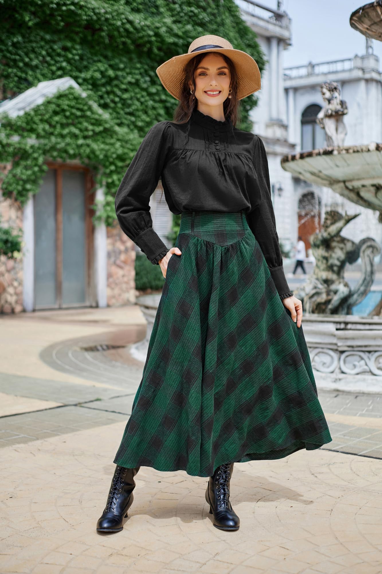 Scarlet Darkness Renaissance Shirt Women 1800s Victorian Edwardian Blouse Long Sleeve Shirt Black S