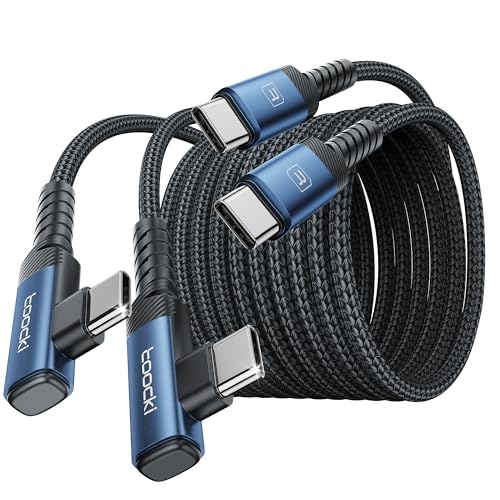 toocki USB C to USB C Charger Cable(10ft, 2Pack), 60W Type C Charging Cable Cord, Right Angle Fast Charging USBC to USBC Cable for iPhone15 Pro Max/Plus/MacBook Air/Samsung S23 Ultra /S22 Note 20