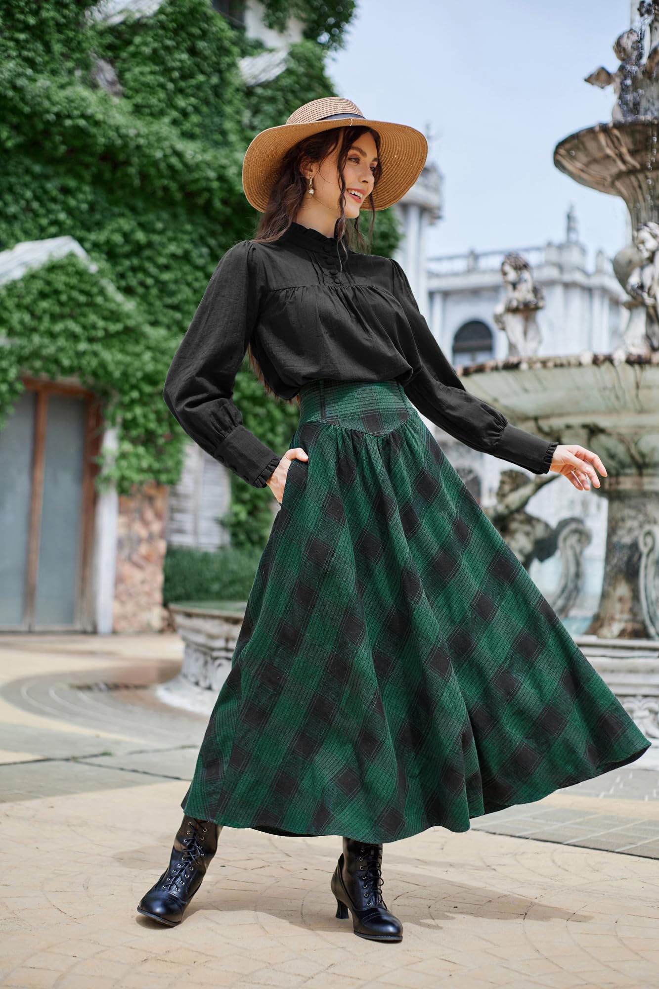 Scarlet Darkness Renaissance Shirt Women 1800s Victorian Edwardian Blouse Long Sleeve Shirt Black S