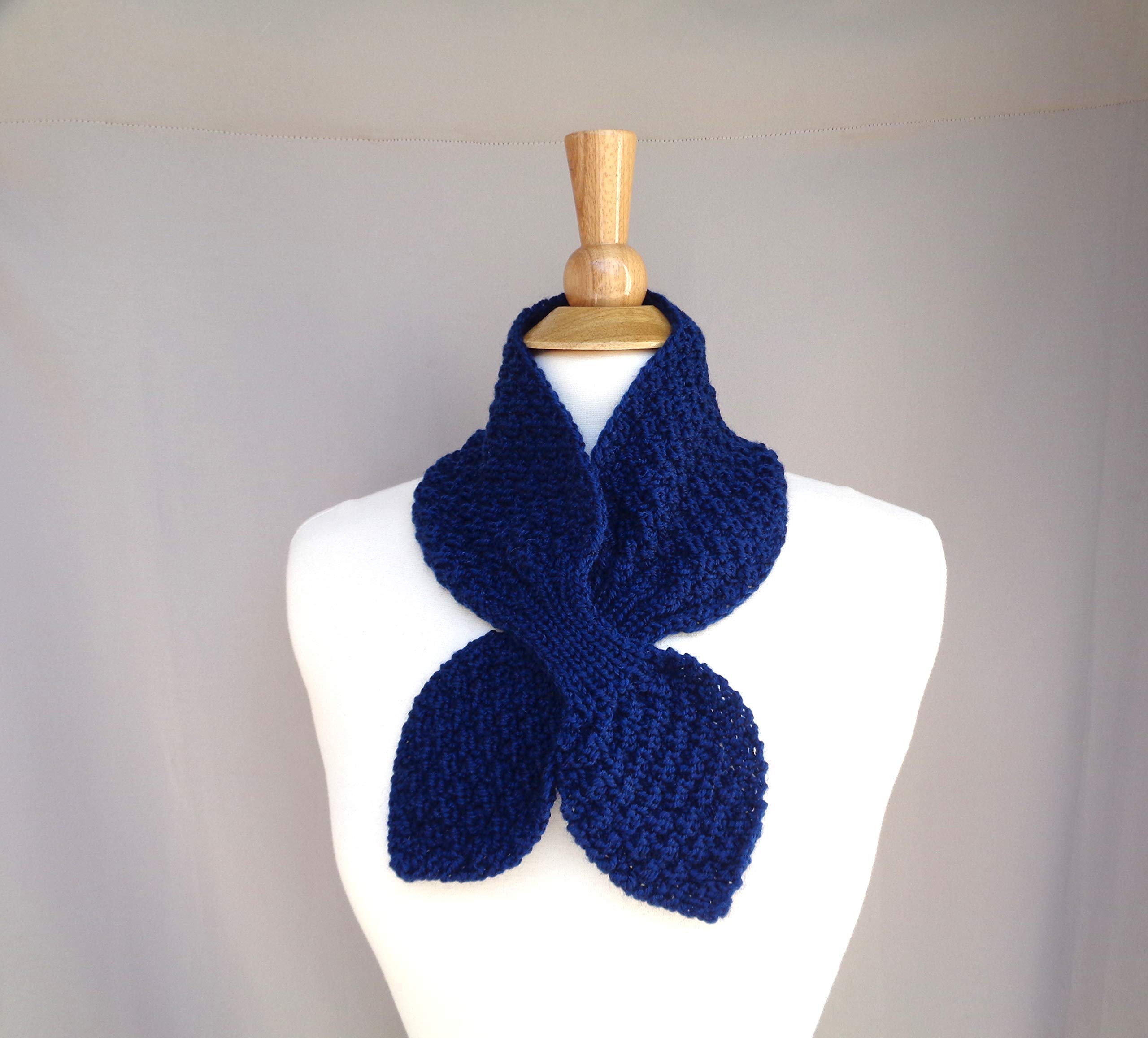 Ascot Bow Scarf, Hand Knit Merino Wool, Pull Through Keyhole Scarf, MULTIPLE COLOR CHOICES, Cowl Neck Warmer