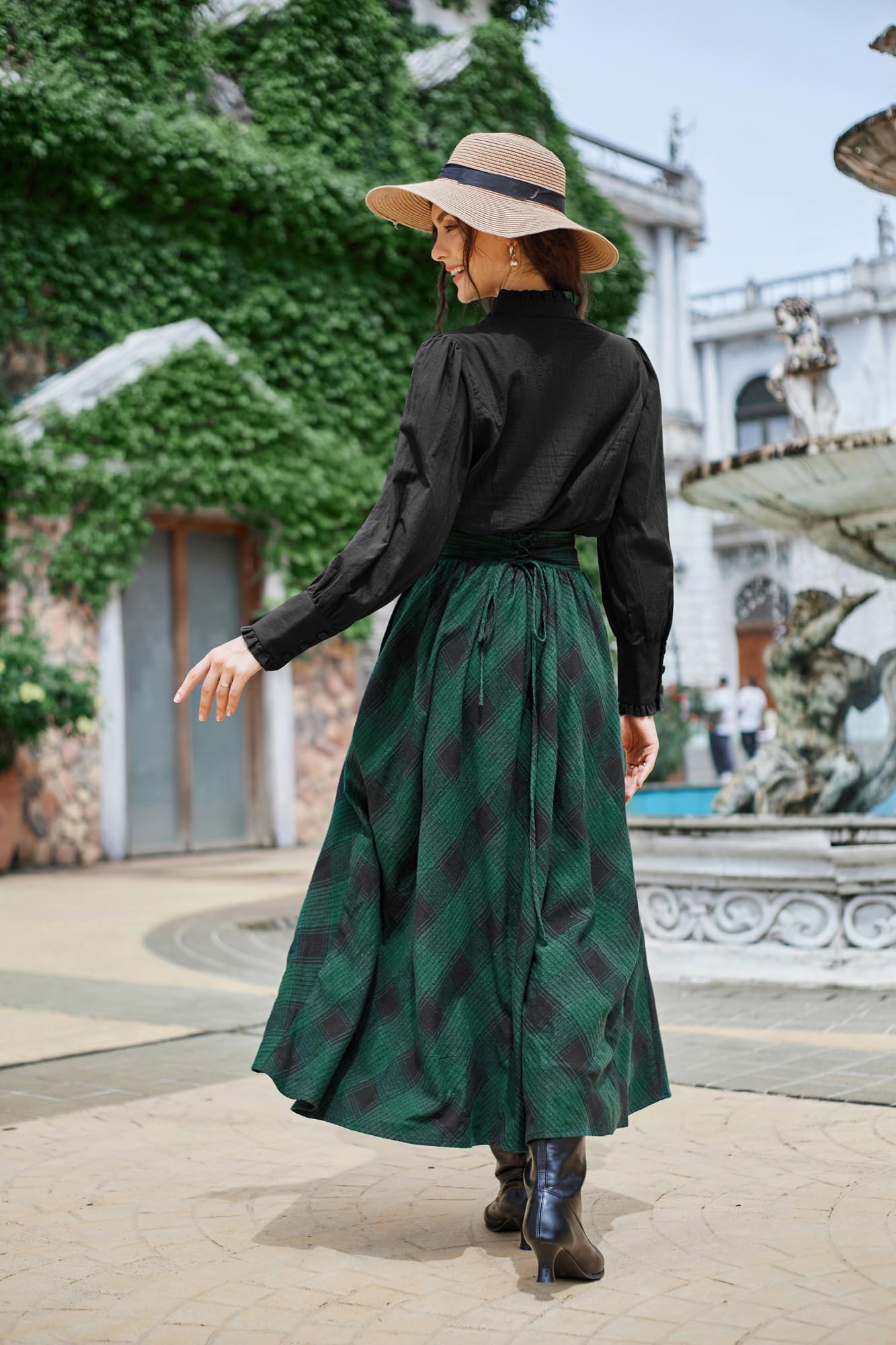 Scarlet Darkness Renaissance Shirt Women 1800s Victorian Edwardian Blouse Long Sleeve Shirt Black S