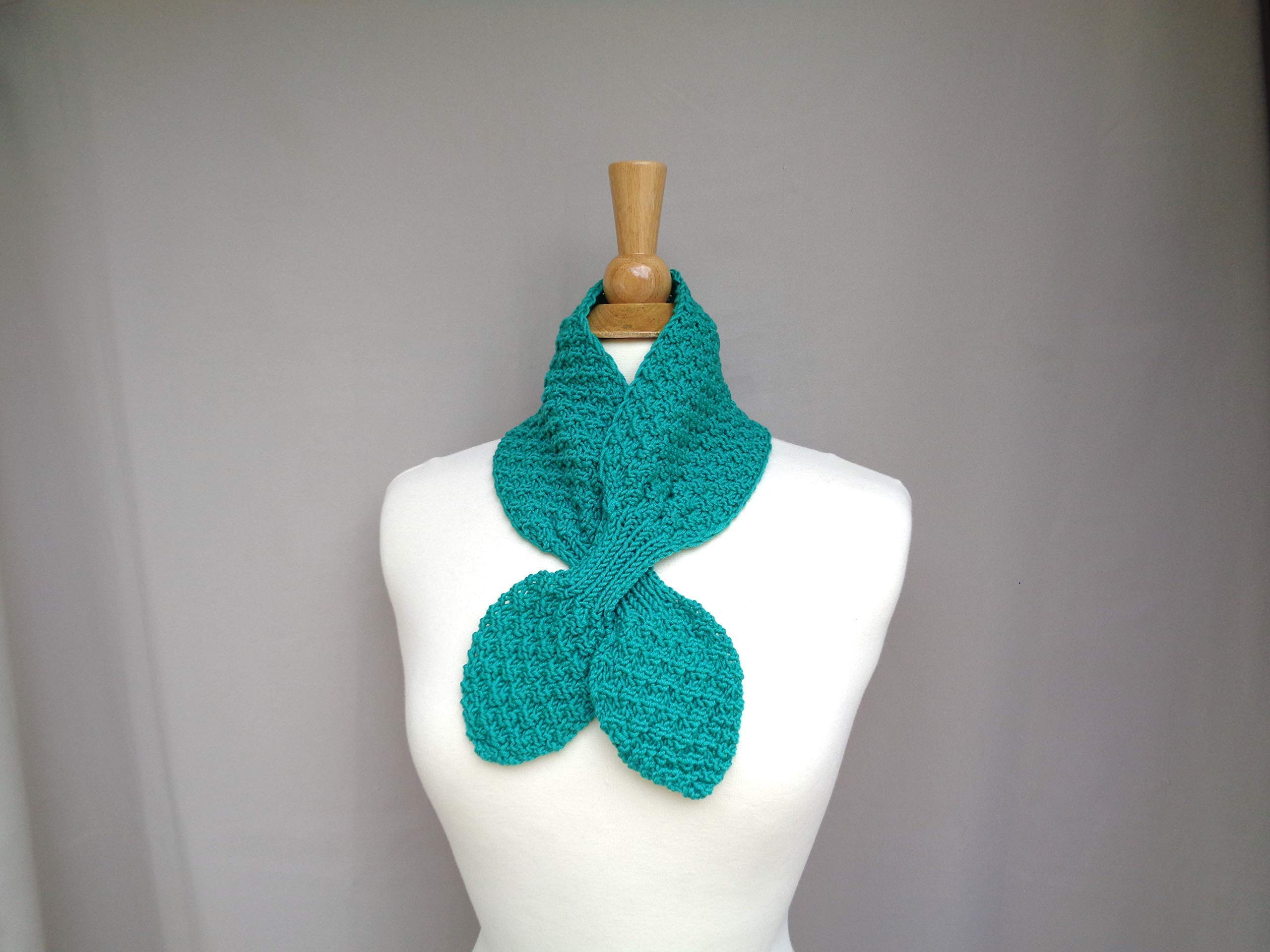 Ascot Bow Scarf, Hand Knit Merino Wool, Pull Through Keyhole Scarf, MULTIPLE COLOR CHOICES, Cowl Neck Warmer