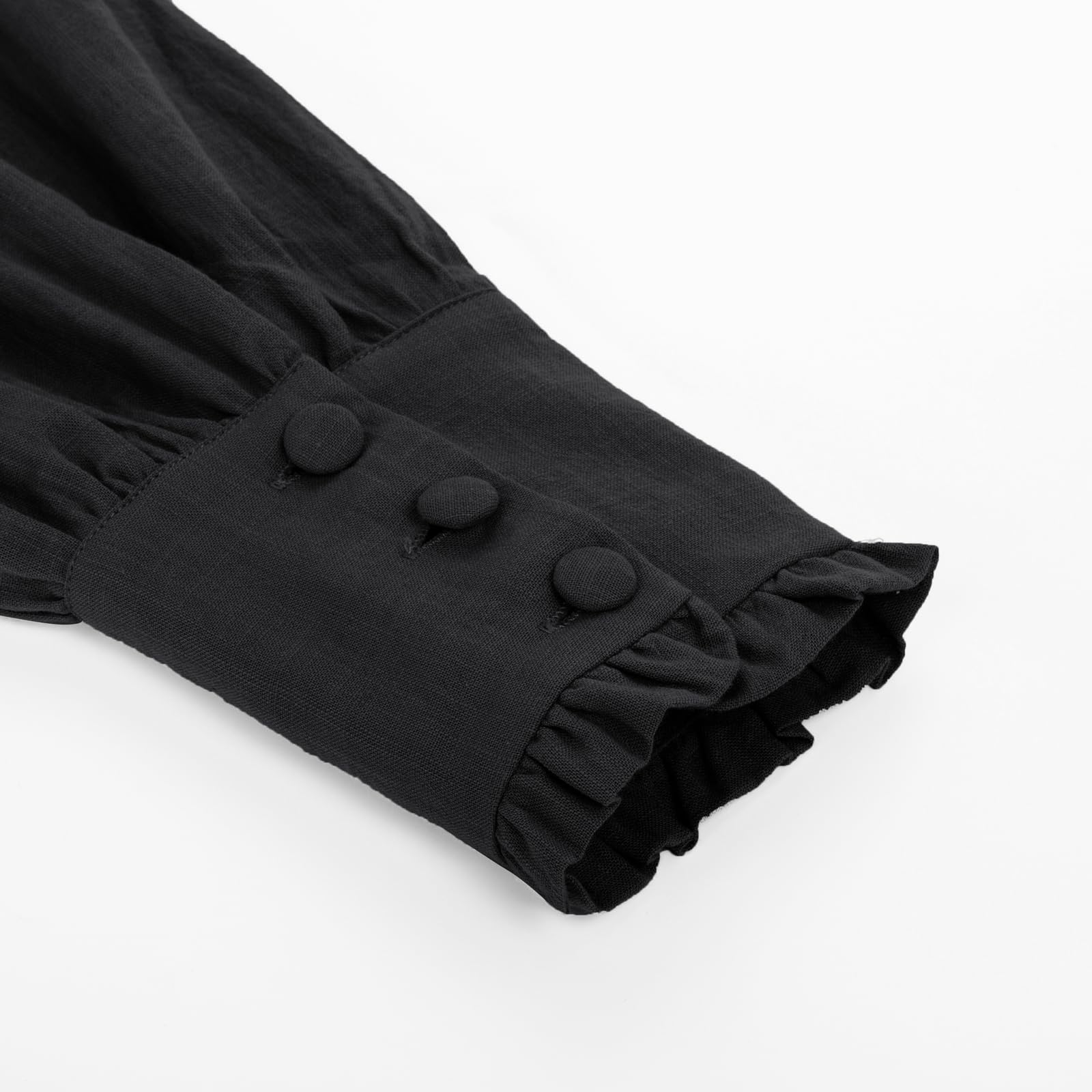 Scarlet Darkness Renaissance Shirt Women 1800s Victorian Edwardian Blouse Long Sleeve Shirt Black S